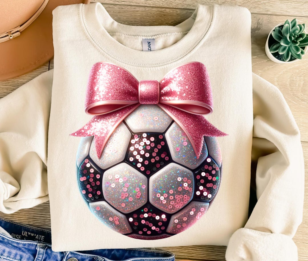 Coquette Soccer Ball Png, Sublimation Design, Sequin Glitter Bow Png ...