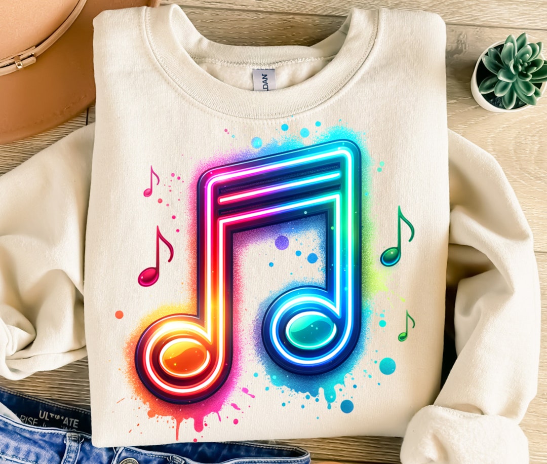Neon Musical Note Png, Sublimation Design, Colorful Music Png, Trendy ...