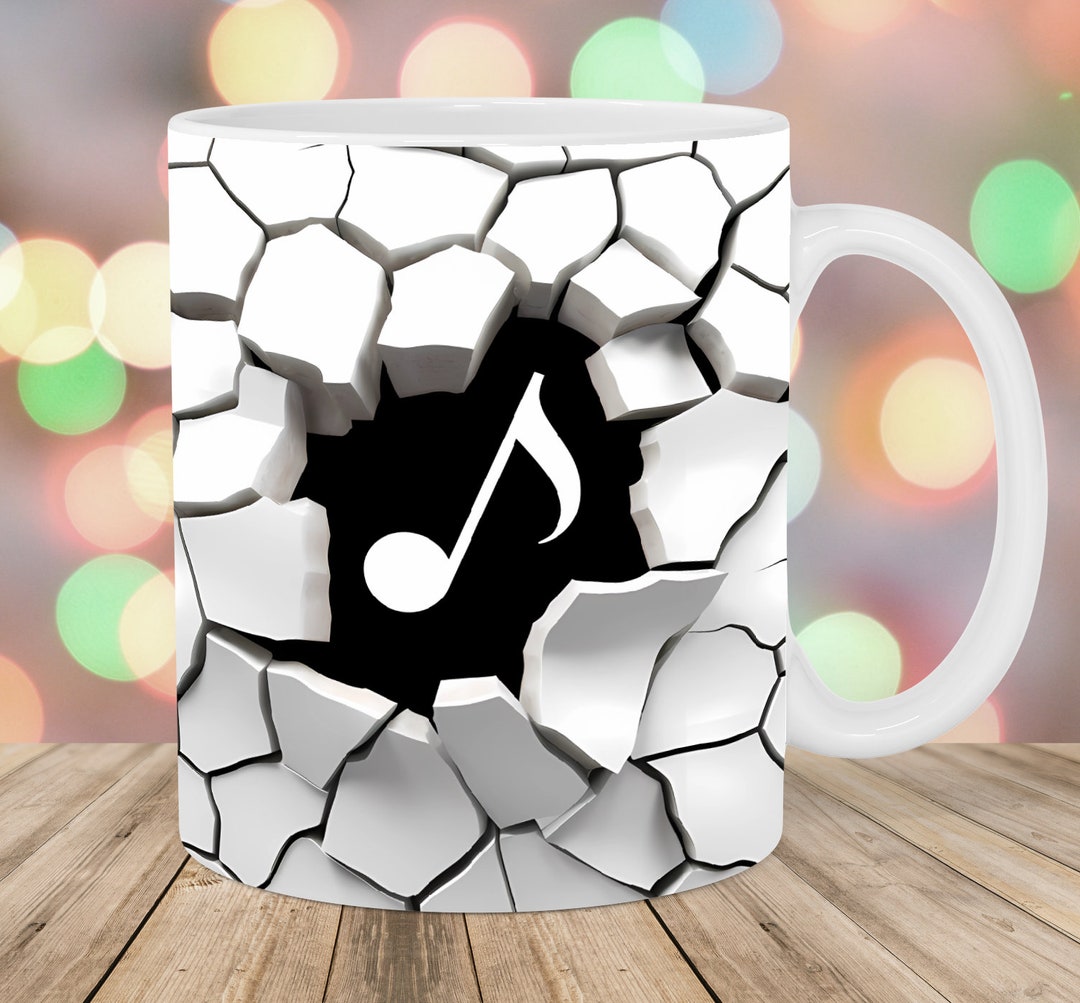 3D Musical Note Hole in A Wall Mug Wrap, 11oz & 15oz Mug Template, Mug ...
