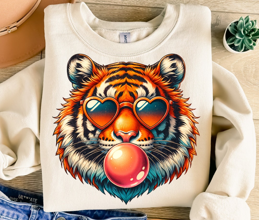 Tiger Blowing Bubble Png, Sublimation Design, Retro Png, Funny Png ...