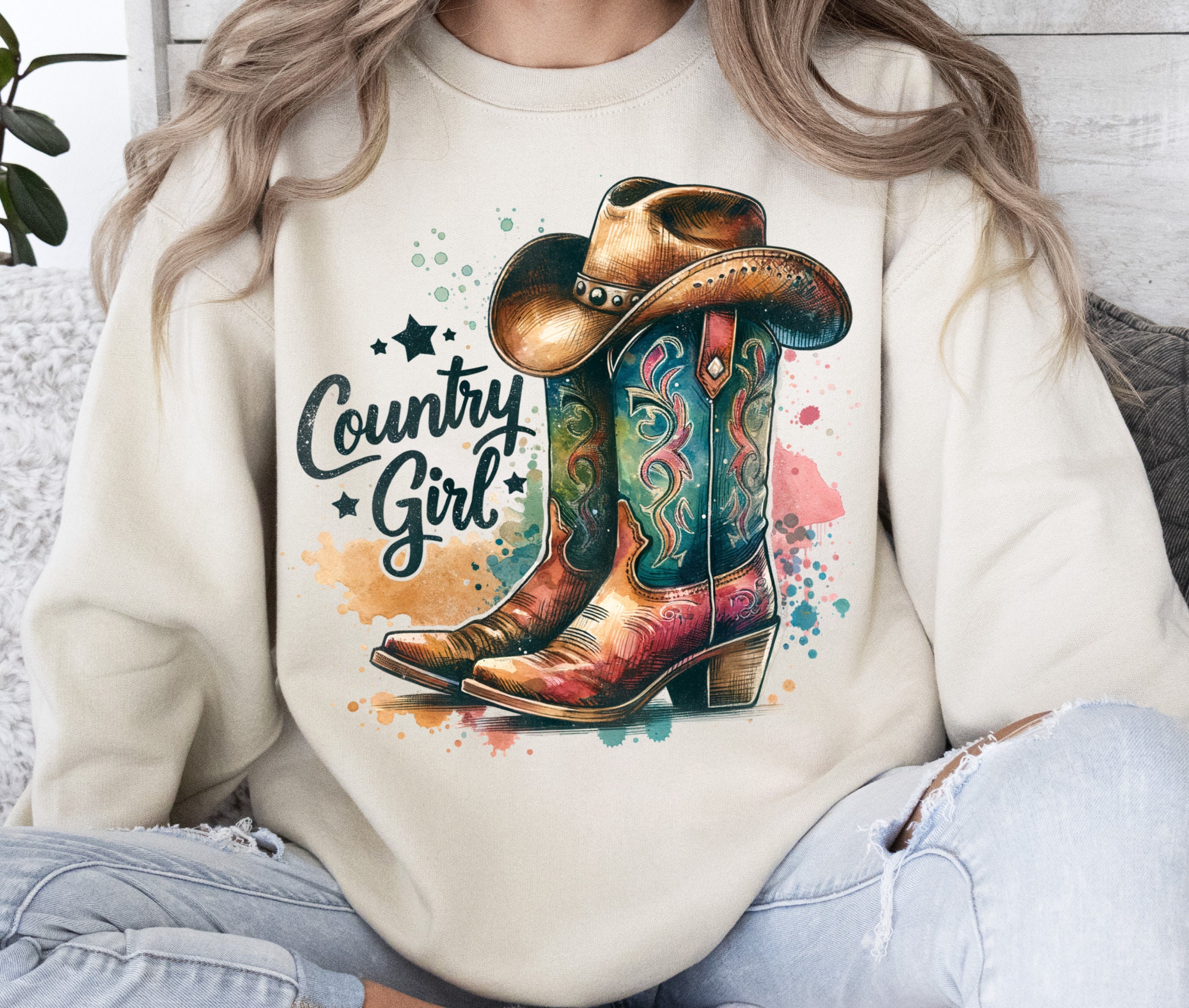 Country Girl Png, Sublimation Design, Cowgirl Hat Png, Cowgirl Boots ...