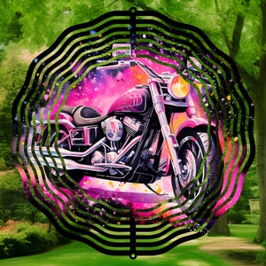 Pink Motorcycle Wind Spinner Sublimation Design, Motorbike Wind Spinner ...