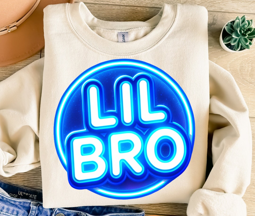 Lil Bro Png, Sublimation Design, Blue Neon Png Kids Png, Little Brother ...