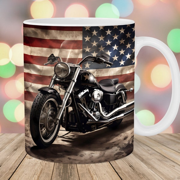 Motorcycle & Usa Flag - Etsy