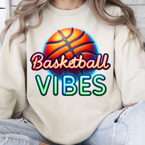 Basketball Vibes Png, Sublimation Design, Colorful Neon Png, Basketball ...