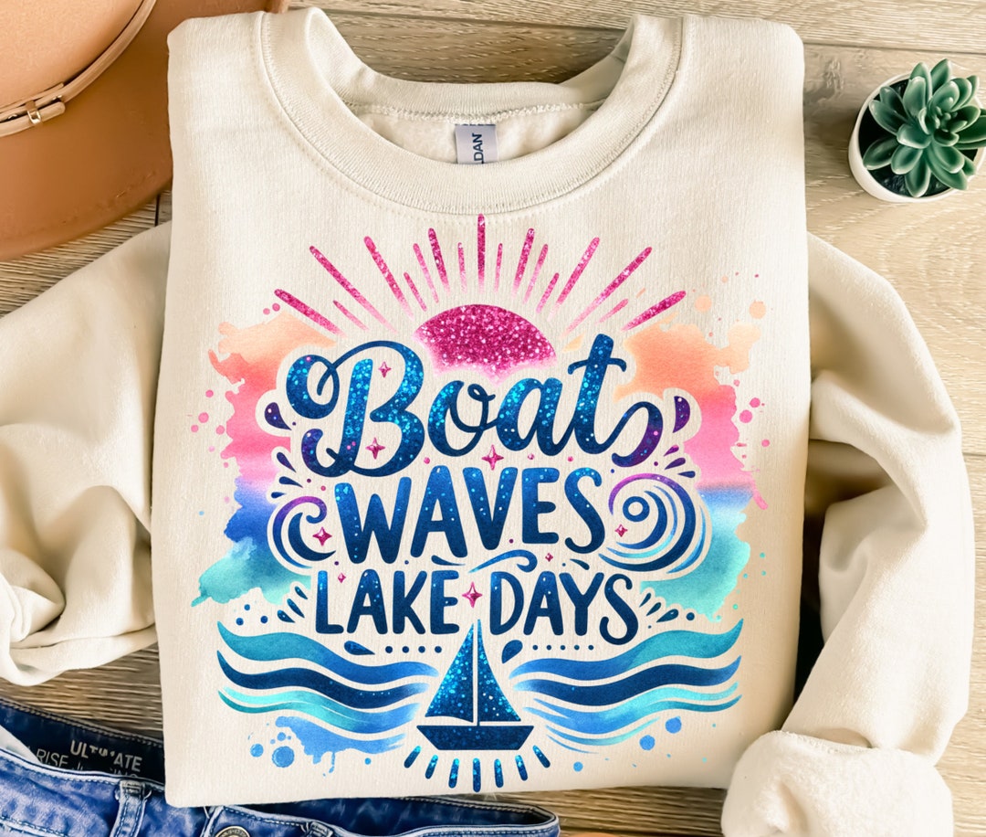 Boat Waves Png, Sublimation Design, Lake Days Clipart, Boat Digital ...