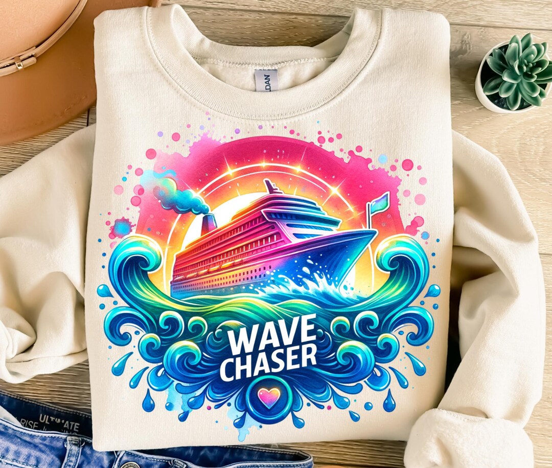 Wave Chaser Png, Sublimation Design, Colorful Neon Cruise Ship Png ...