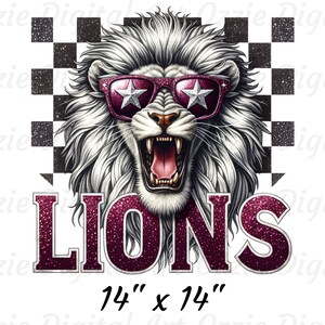 Lions Png, Sublimation Design, Mascot Png, Maroon Silver Lion Png ...