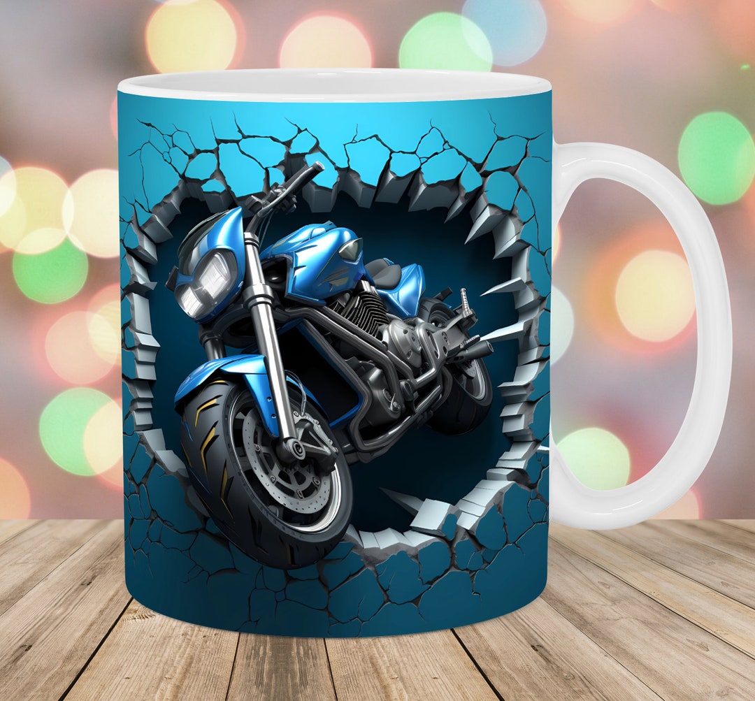 3D Motorcycle Mug Wrap, 11oz & 15oz Mug Template, Mug Sublimation ...
