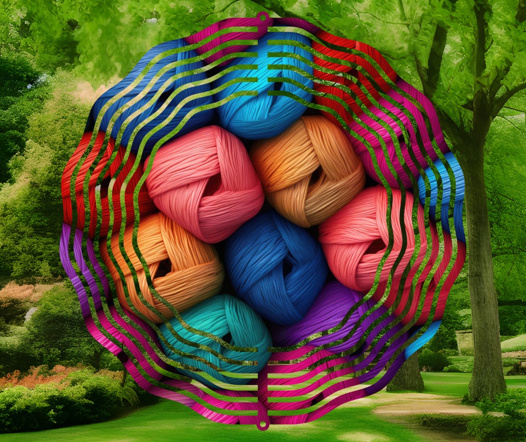 Colorful Yarn Balls Wind Spinner Sublimation Design, Knitting Wind ...
