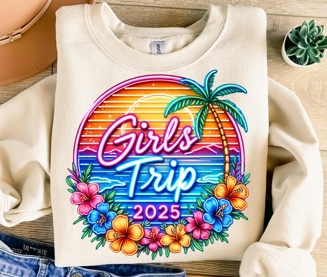 Girls Trip 2025 Png, Sublimation Design, Colorful Neon Png, Tropical ...
