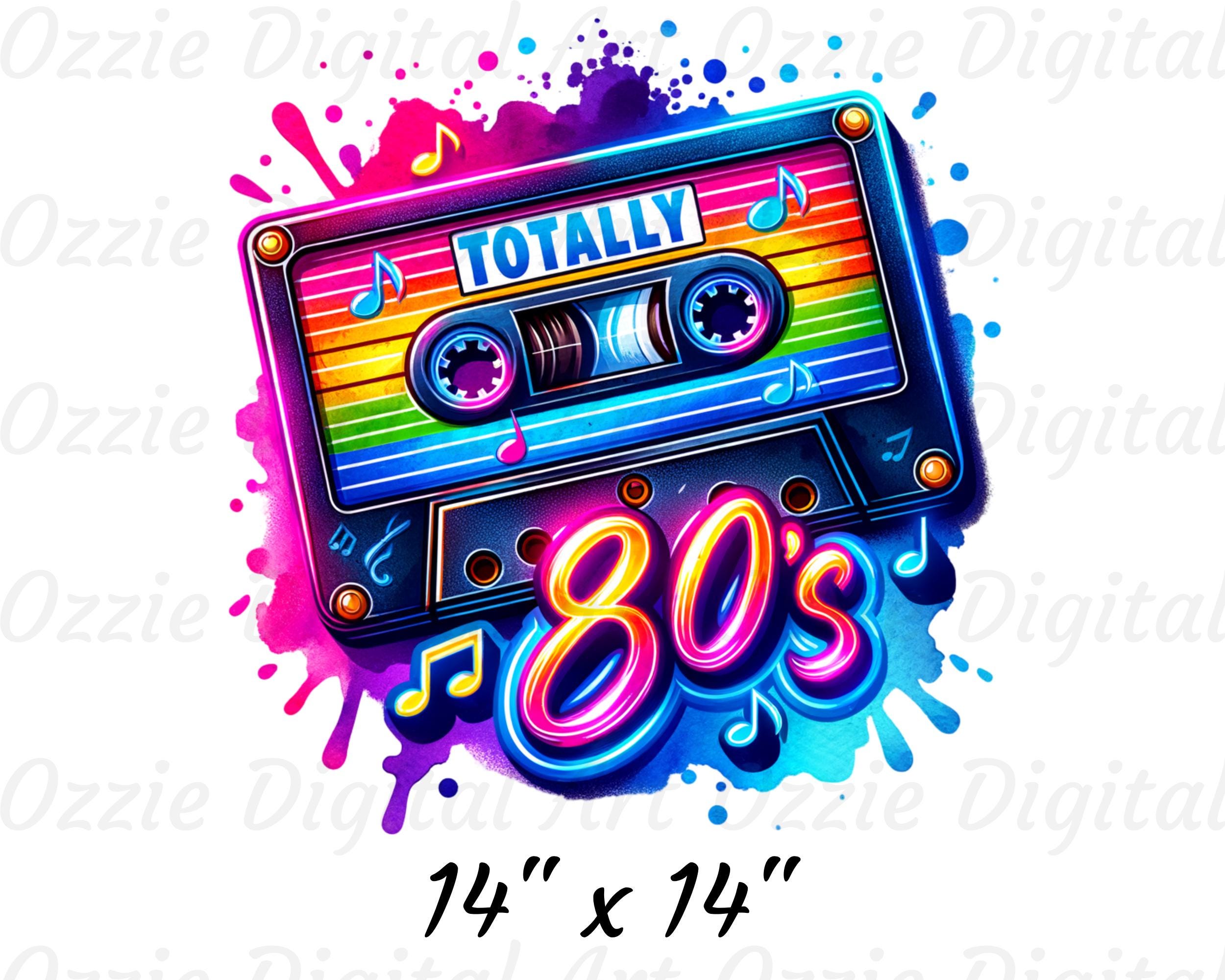 Colorful Neon Totally 80's Png, Sublimation Design, Cassette Tape Png ...