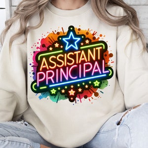 Assistant Principal Png, Sublimation Design, Colorful Neon Png, Stars ...