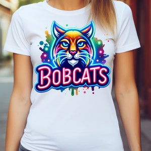 Bobcats Png, Sublimation Design, Colorful Neon Png, Mascot Png ...