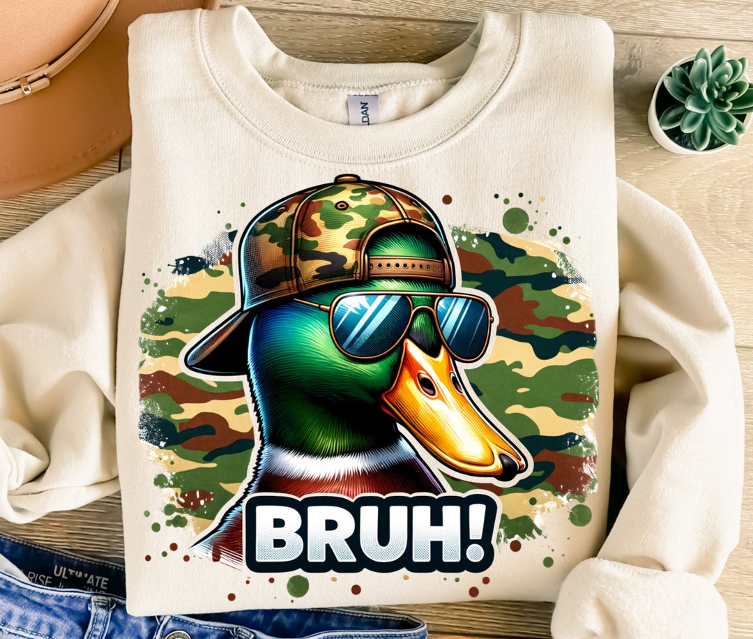 Mallard Duck Png, Sublimation Design, Bruh! Png, Camo Hunting Png ...