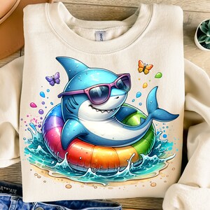 Colorful Shark Png, Sublimation Design, Summer Png, Baby Shark ...