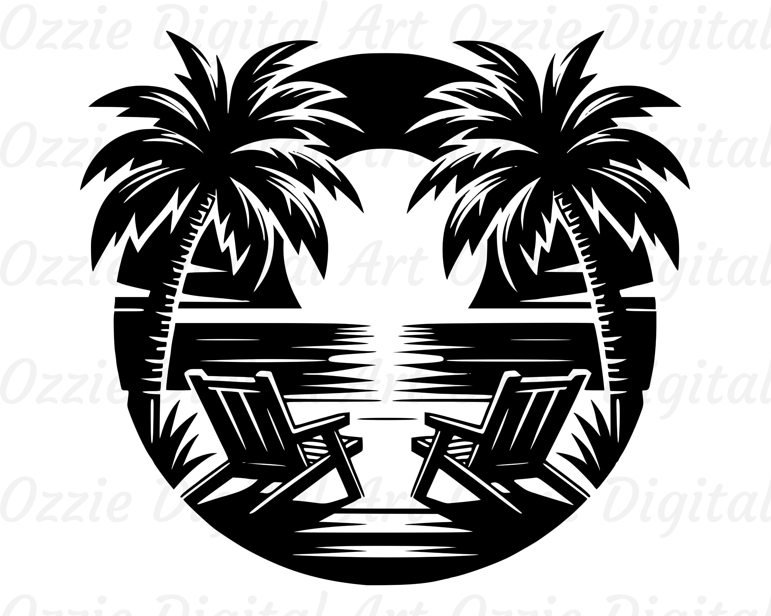 Beach Vacation Clip Art Black And White
