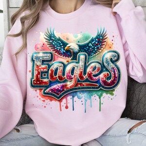 Eagles Png, Sublimation Design, Mascot Png, Football Season Png, Glitter Sequin Png, Game Day ...