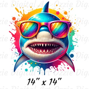 Colorful Shark Png, Sublimation Design, Summer Sublimation, Shark With ...