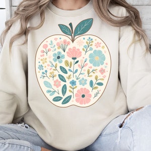 Retro Apple Png, Sublimation Design, Floral Apple Png, Boho Sublimation ...