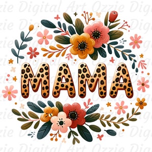 Leopard Mama PNG, Flower Sublimation Design, Retro Digital File, Mother ...