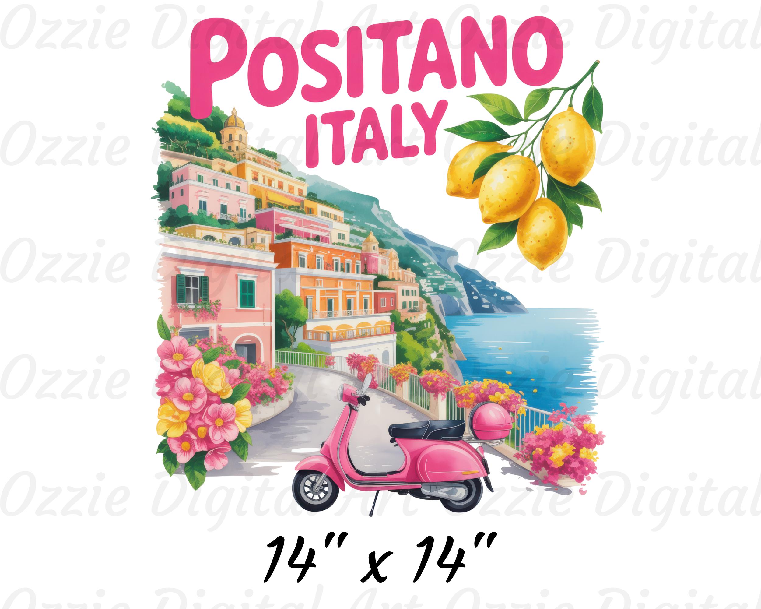 Positano Italy Png, Sublimation Design, Lemons Png, Amalfi Coast Png ...