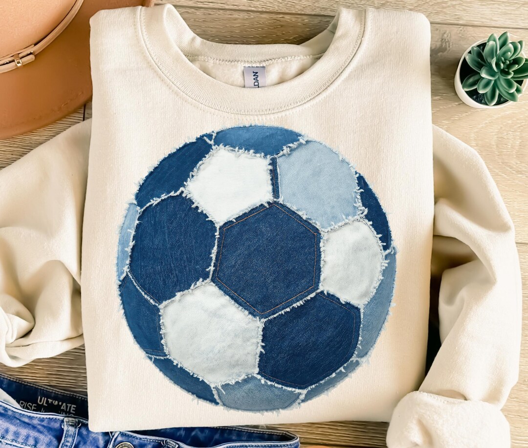 Denim Patchwork Soccer Ball Png, Sublimation Design, Game Day Png ...