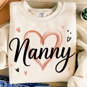 Nanny Png, Sublimation Design, Heart Png, Grandma Png, Retro Png ...