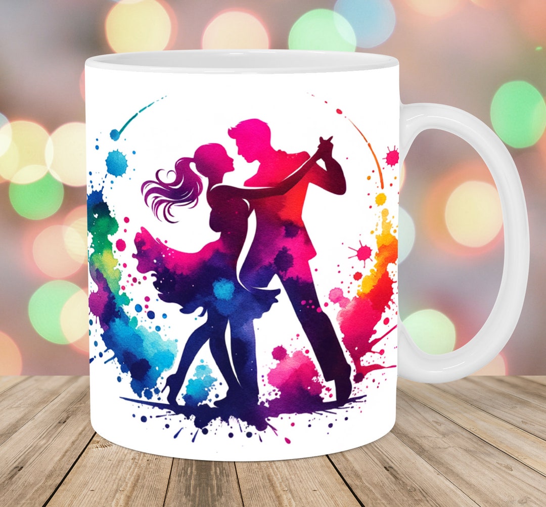Dancing Couple Mug Wrap, 11oz & 15oz Mug Template, Colorful Mug ...