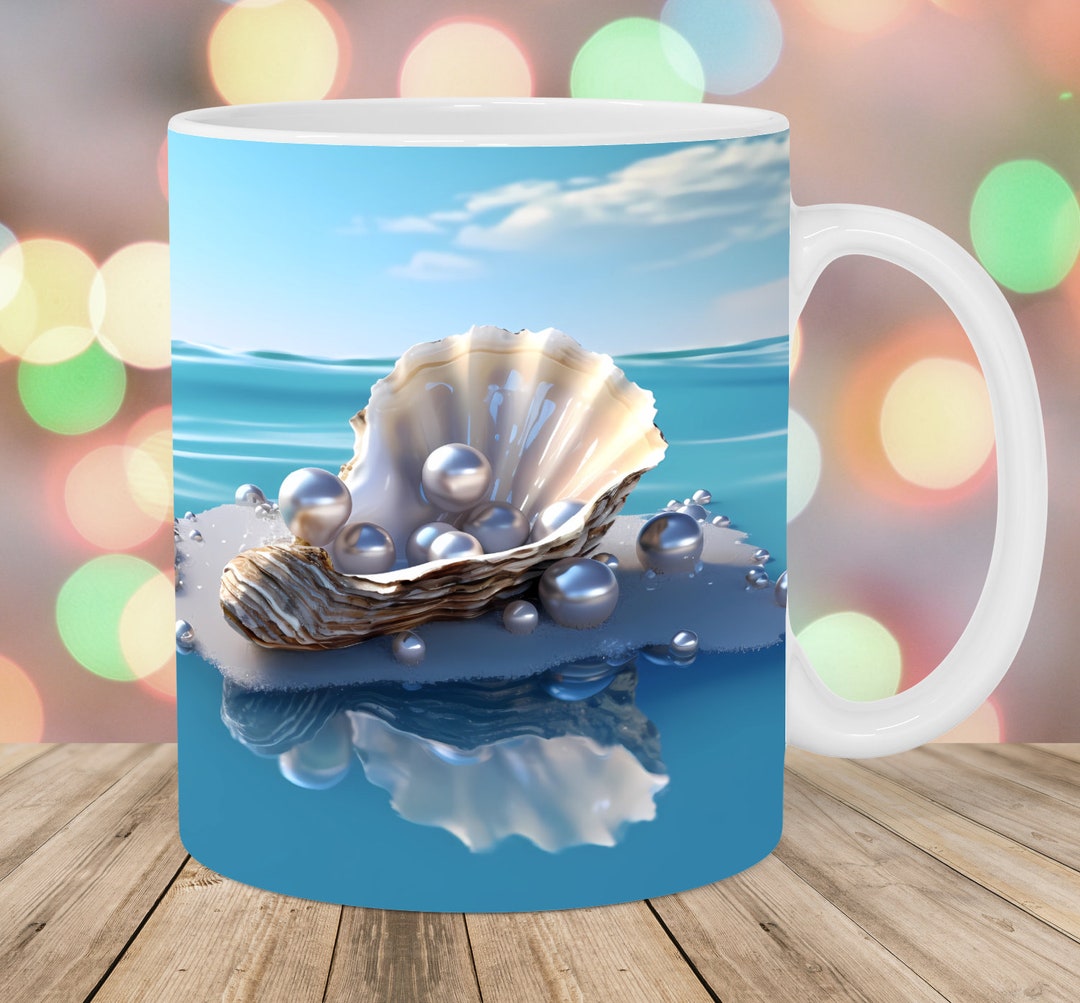 3D Pearl Seashell Mug Wrap 11oz and 15oz Mug Template Mug - Etsy