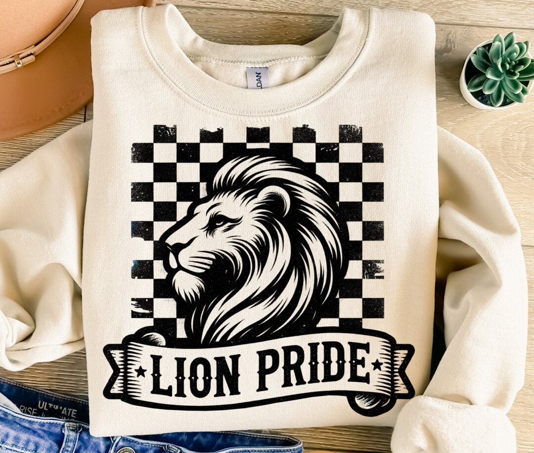 Lion Pride Png, Sublimation Design, Mascot Png, School Team Png, Retro ...