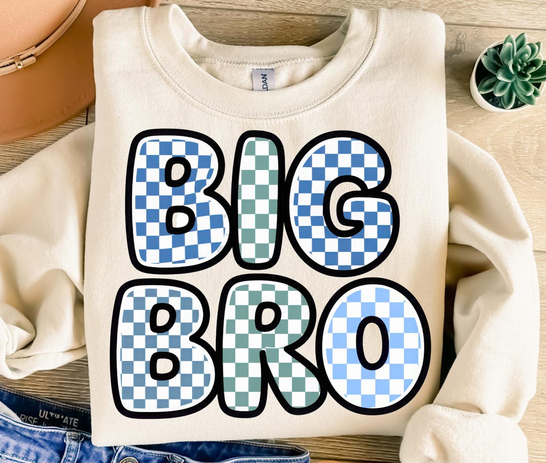 Checkered Big Bro Png, Sublimation Design, Kids Png, Big Brother Png ...
