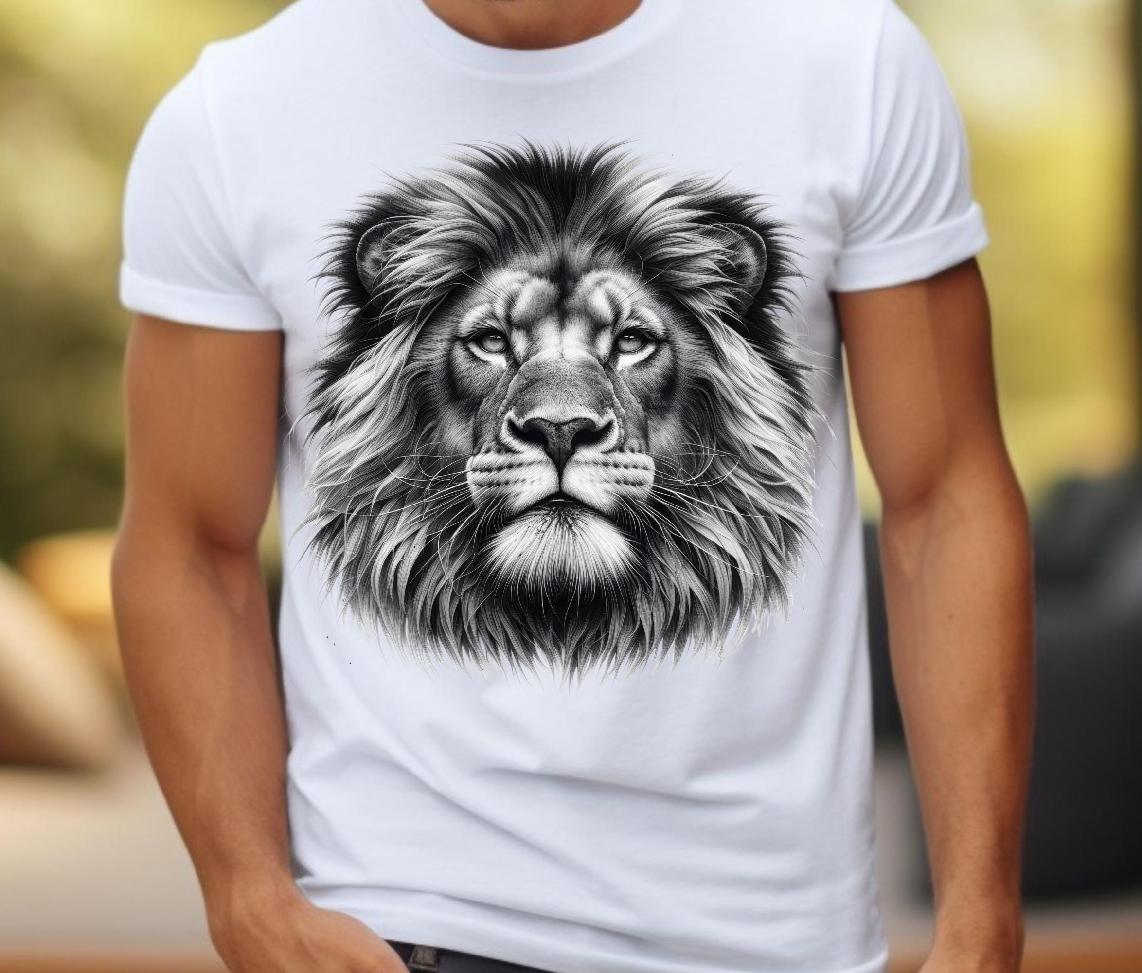 Realistic Lion Png, Sublimation Design, Black and White Lion Png ...