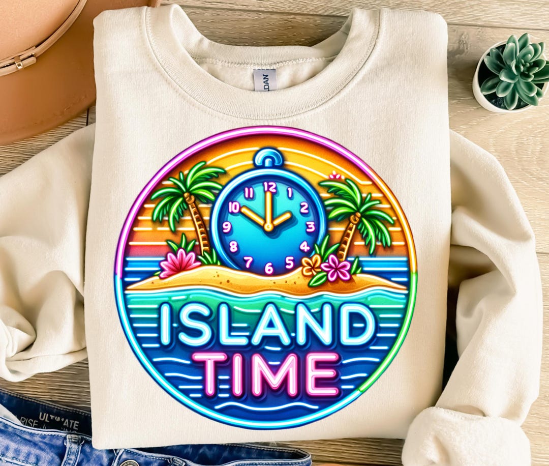 Island Time Png, Sublimation Design, Colorful Neon Png, Vacation Png ...