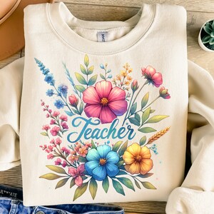 Teacher Png, Sublimation Design, Wild Flowers Png, Teacher Appreciation ...