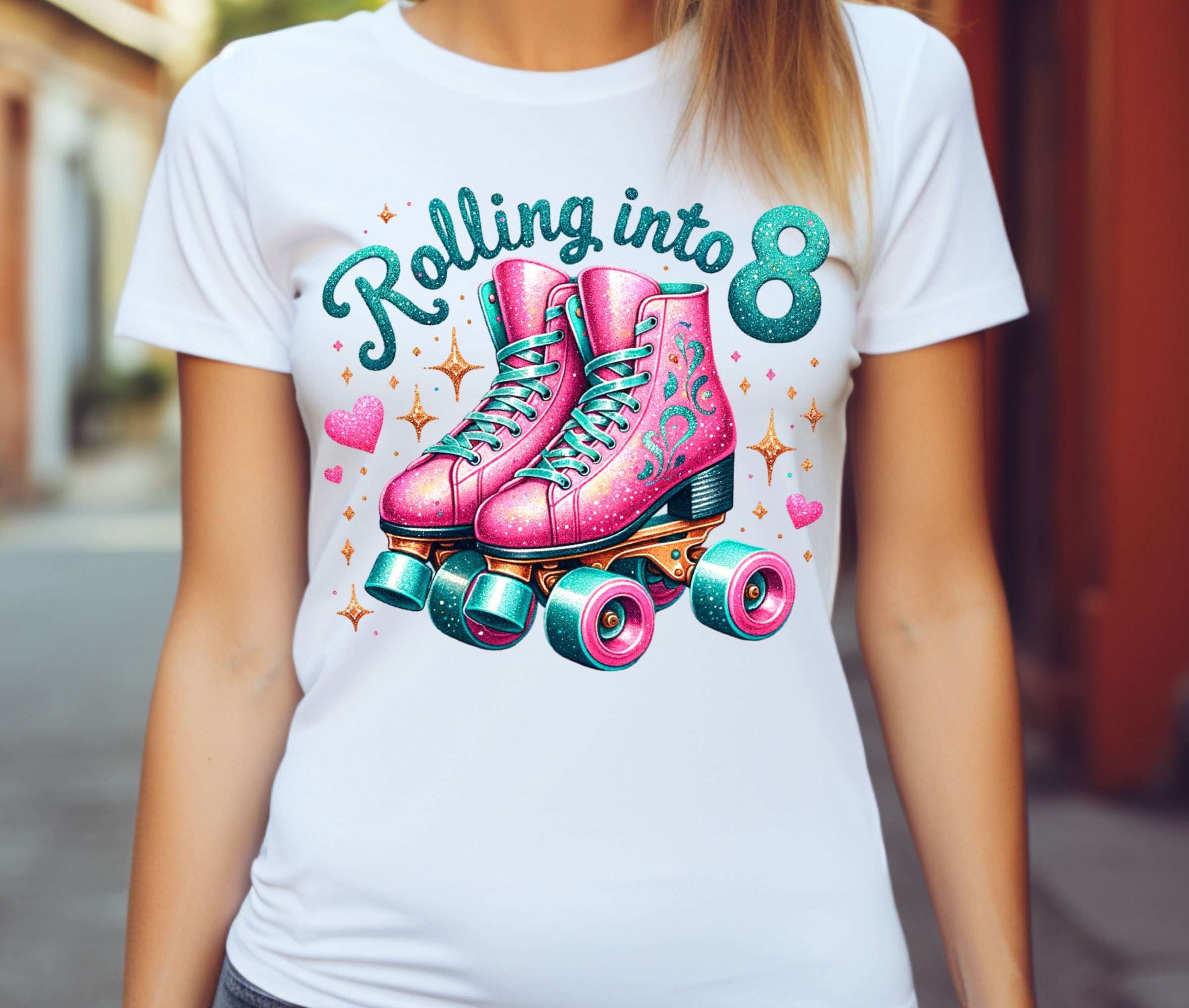 Rolling Into 8 Png, Sublimation Design, Roller Skates Png, 8th Birthday ...