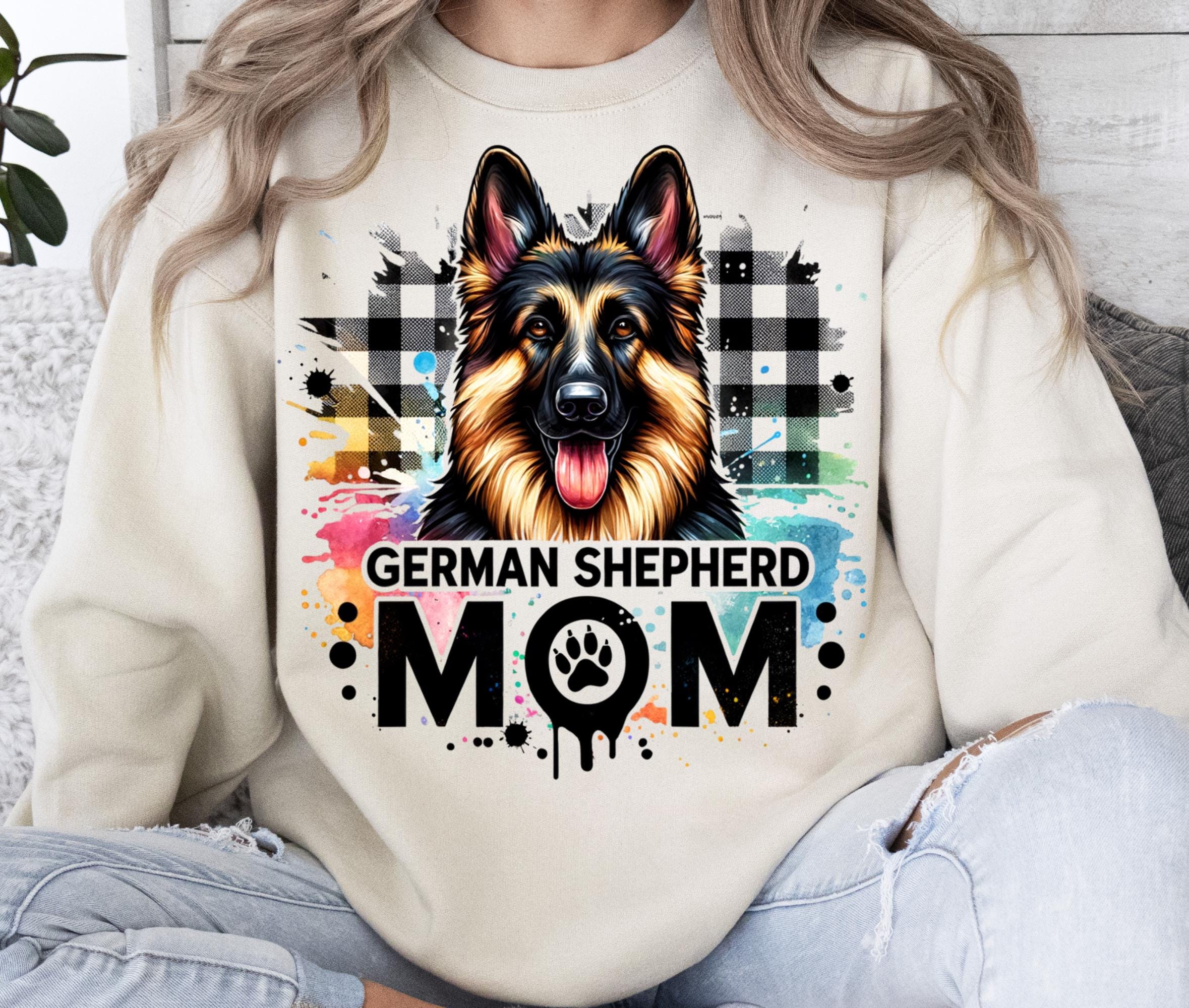 German Shepherd Mom Png, Sublimation Design, Dog Mama Png, Checkered ...
