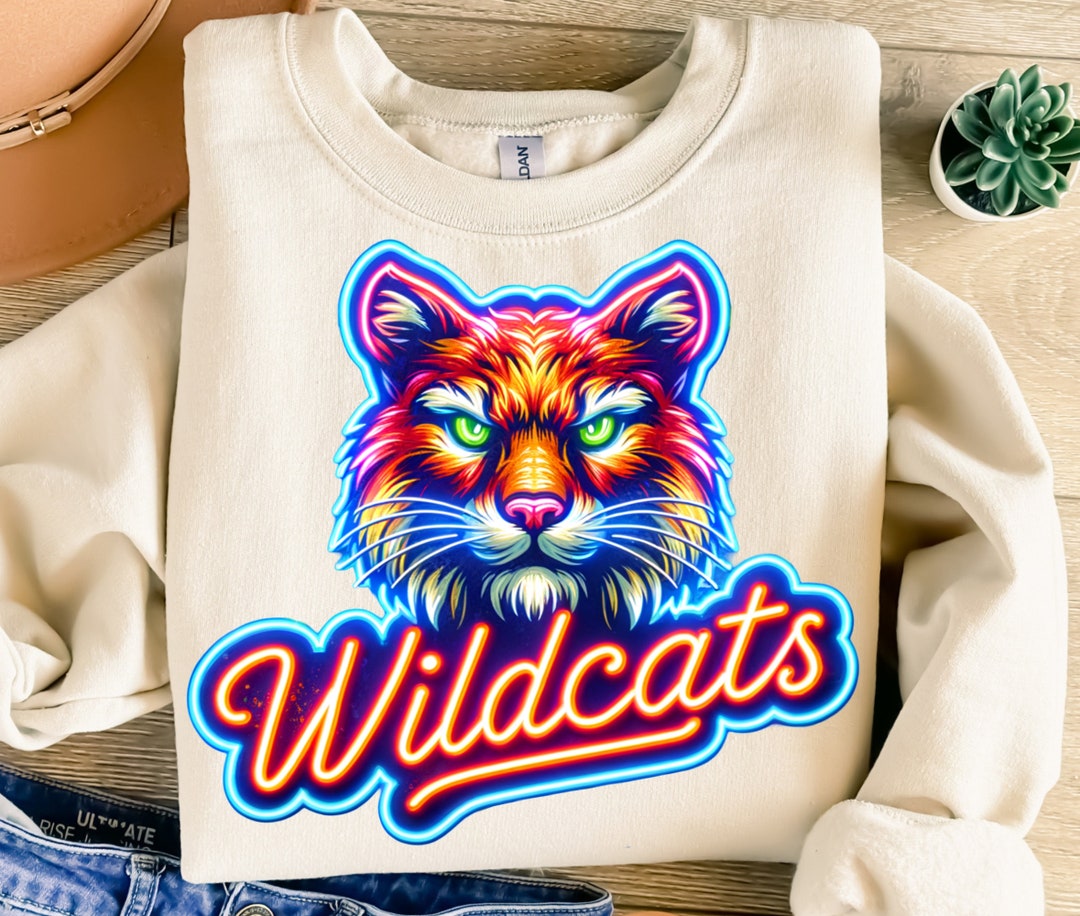 Wildcats Png, Sublimation Design, Colorful Neon Png, School Mascot Png ...