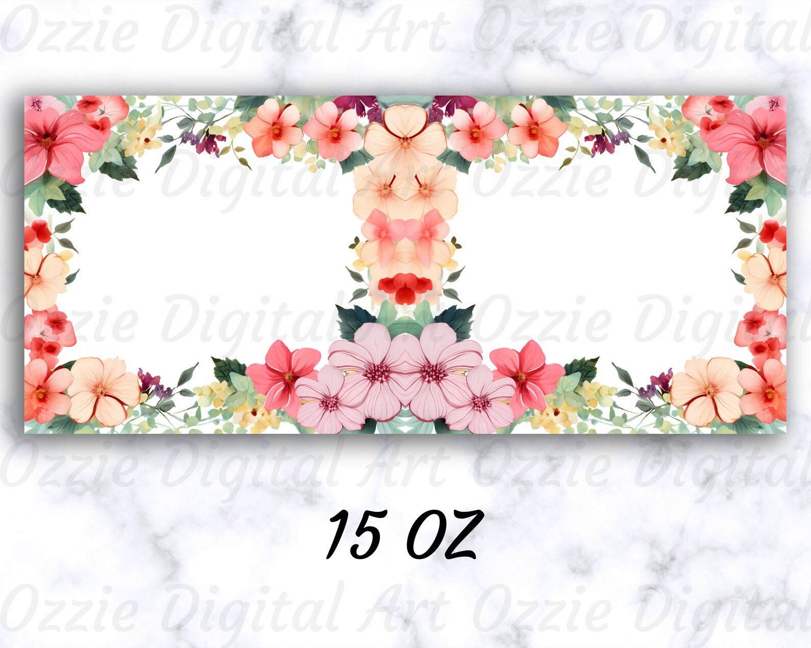 Flower Border Mug Wrap, 11oz & 15oz Mug Template, Mug Sublimation ...