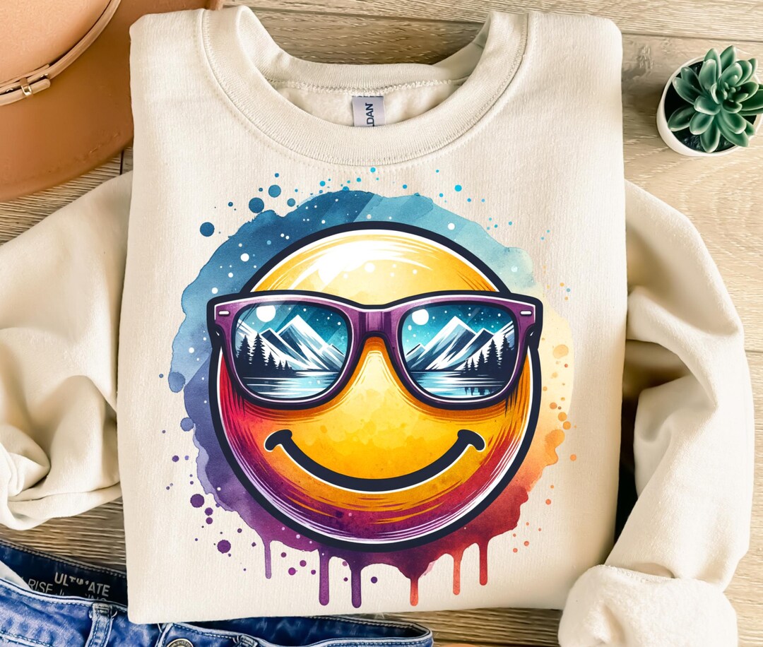 Smiley Face Png, Sublimation Design, Mountain Landscape Png, Adventure ...