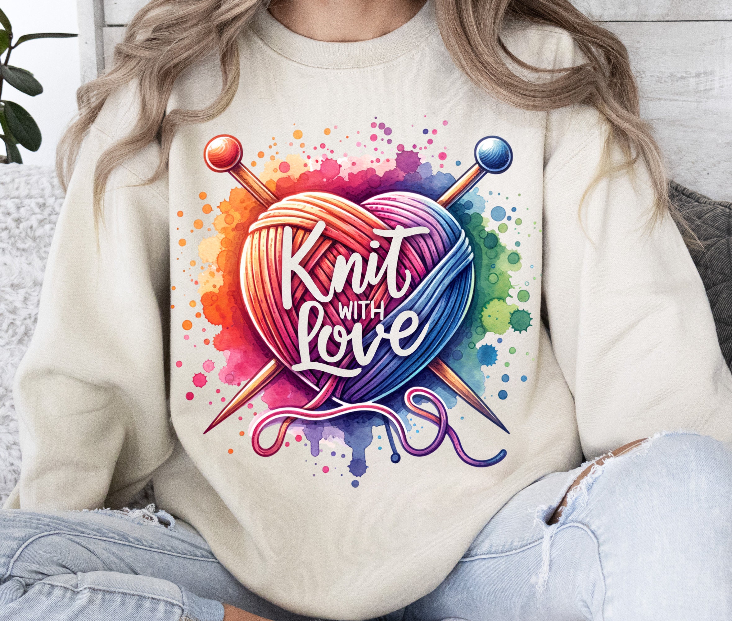 Knit With Love Png, Sublimation Design, Yarn Ball Clipart, Knitting ...