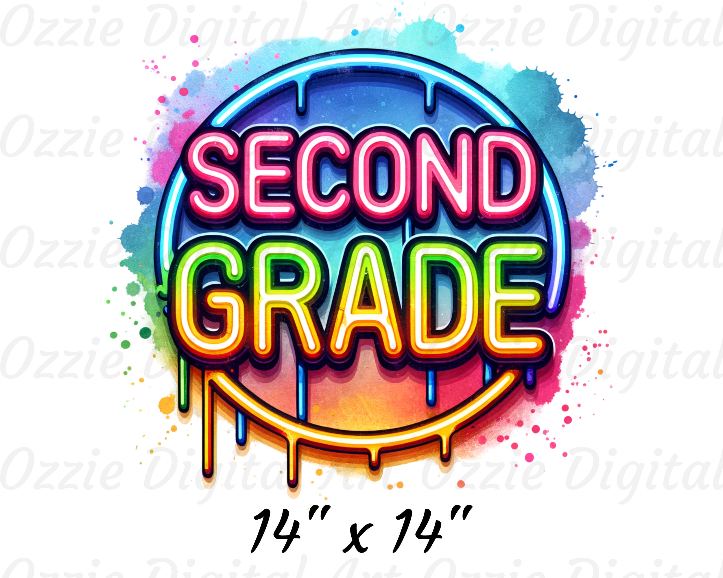 Second Grade Png, Sublimation Design, Colorful Neon Png, Welcome Back ...