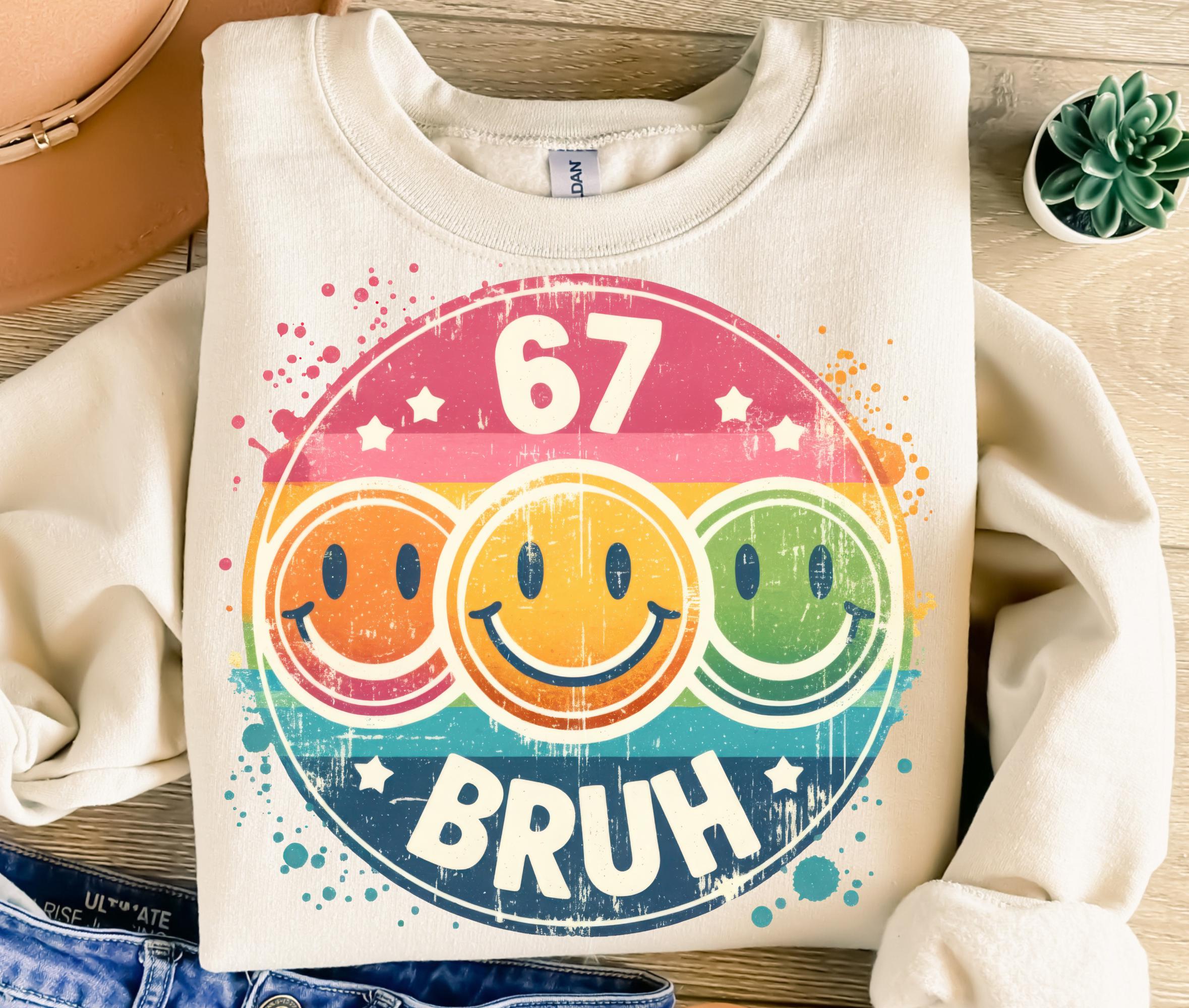 67 Bruh Png, Sublimation Design, Smiley Face Png, Funny Meme Png, Six ...