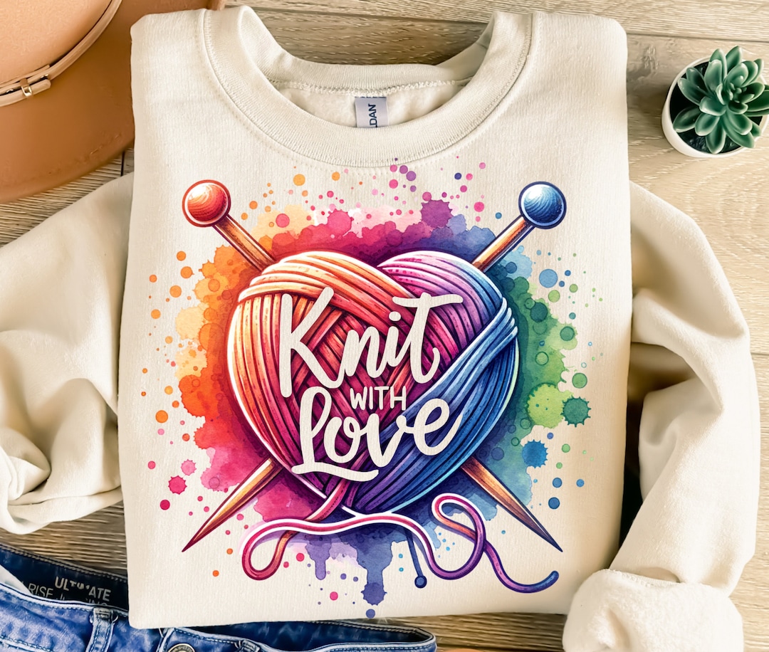 Knit With Love Png, Sublimation Design, Yarn Ball Clipart, Knitting ...