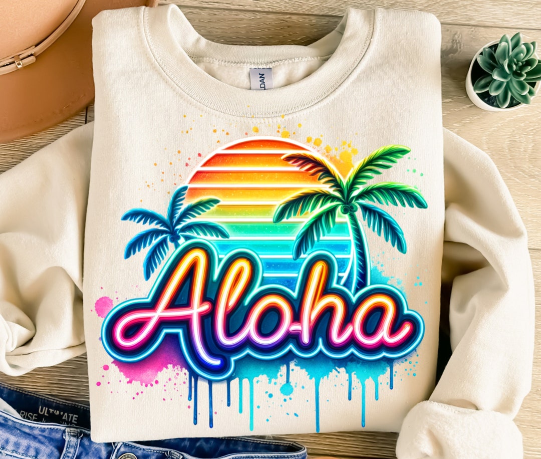 Aloha Png, Sublimation Design, Colorful Neon Png, Summer Png, Tropical ...