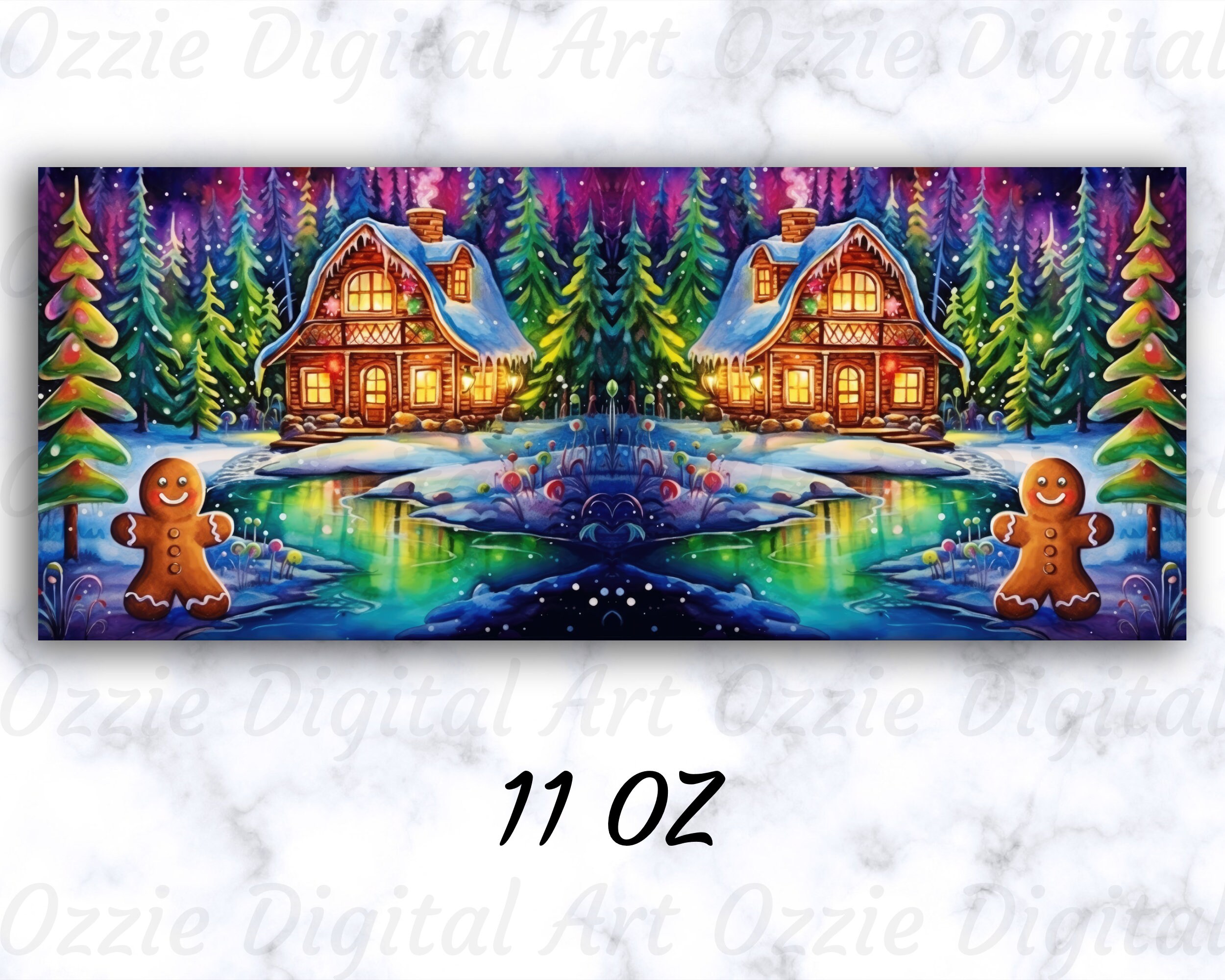 Gingerbread Man and House Mug Wrap, 11oz & 15oz Mug Template, Mug ...