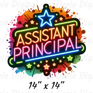 Assistant Principal Png, Sublimation Design, Colorful Neon Png, Stars ...