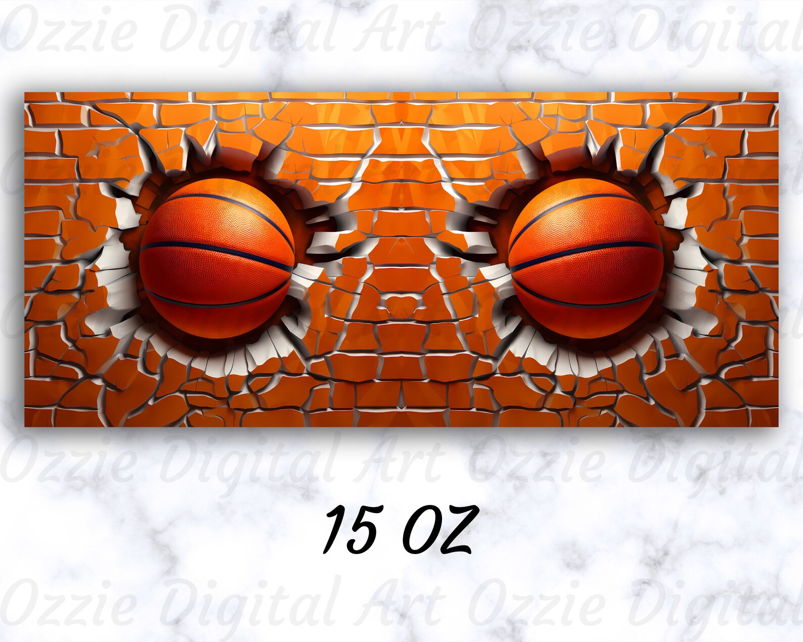 3D Basketball Hole in A Wall Mug Wrap, 11oz & 15oz Mug Template, Mug ...