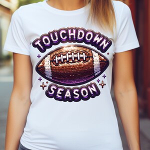 Touchdown Season Png, Sublimation Design, Purple Sequin Mascot Png, Football Png, Game Day Png ...