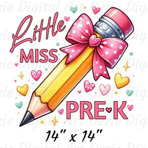 Little Miss Pre-k Png, Sublimation Design, Kids Png, Pre-kindergarten ...